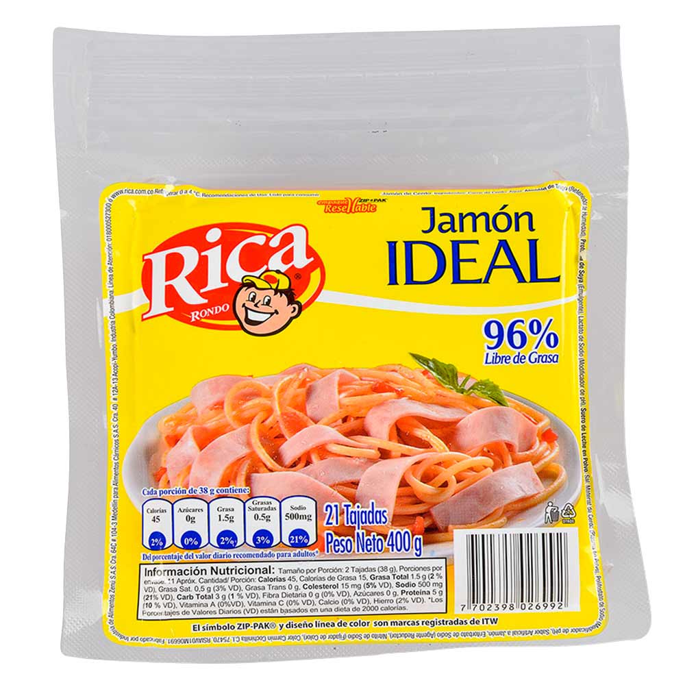 Jamón Ideal Rica x 21 und x 400 g - Tiendas Metro Colombia
